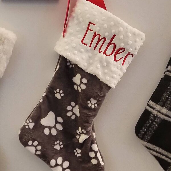 Paw Print Dog Stocking, Dog Christmas Stocking, Paw Print Christmas ...