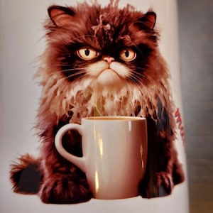 Grumpy Morning Coffee Cat Clipart, 11 Designs, 406 DPI, Cat PNG ...