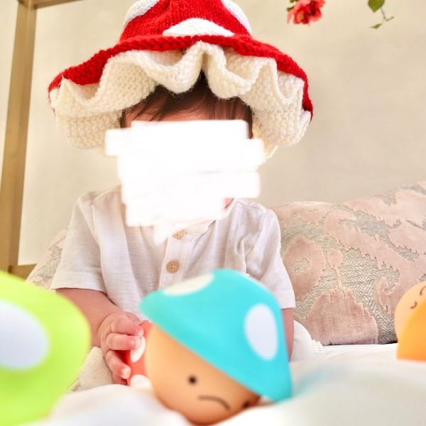 Knitting Pattern: Mushroom Hat for Baby, Mushroom Bucket Hat Knitting ...