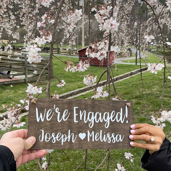 We're Engaged With Your Date - Wood Wedding Sign - Custom Wood Sign ...