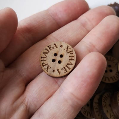 20mm Handmade Engraved Wooden Buttons Flat Back Buttons Custom Wood ...