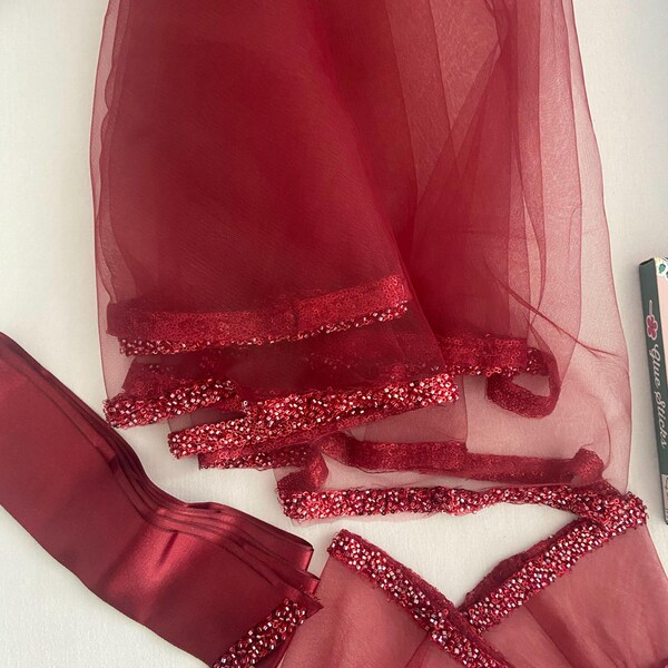 Sequin Henna Night Veil & Burgundy Pearl | Turkish Style Tulle Veil for ...