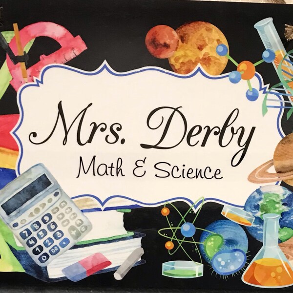 Math & Science Classroom Door Sign, Personalized Teacher Appreciation ...