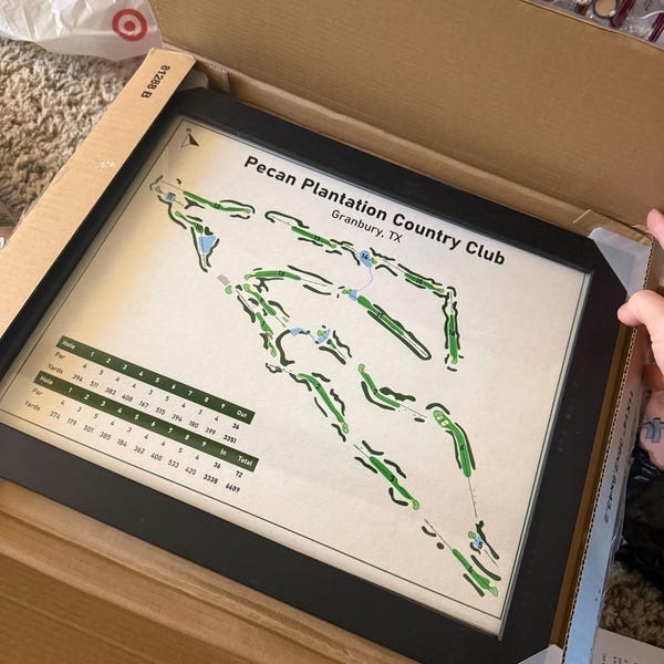 Custom Golf Course Map – Full Color Framed Print With Trees, Wall Art ...