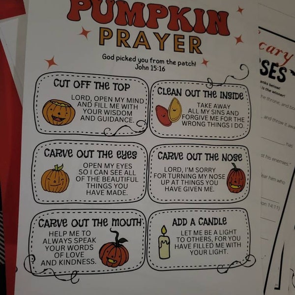 Pumpkin Carving Christian Halloween Activity, Pumpkin Prayer for ...