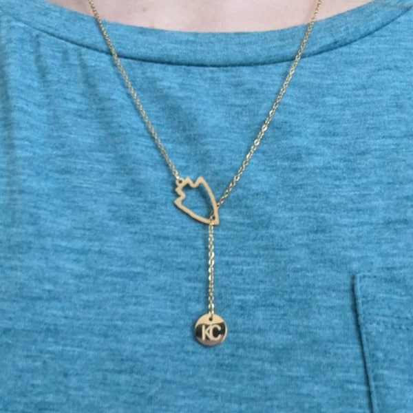 Kansas City Inspired Lariat Chief Y Necklace Gold Mini Arrowhead KC ...