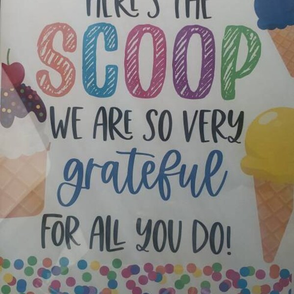 Here's the Scoop, Ice Cream Printable Sign, INSTANT Download, Teacher ...
