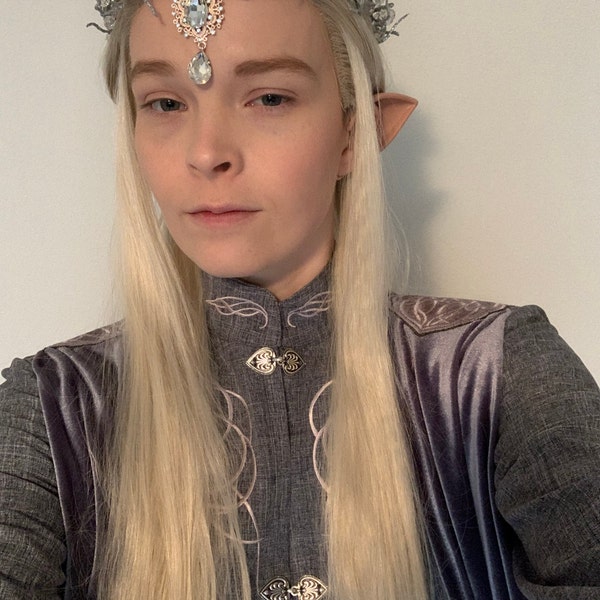 Silver Halo Crown Headpiece, Silver Elven Diadem, Elvish Flower Crown ...