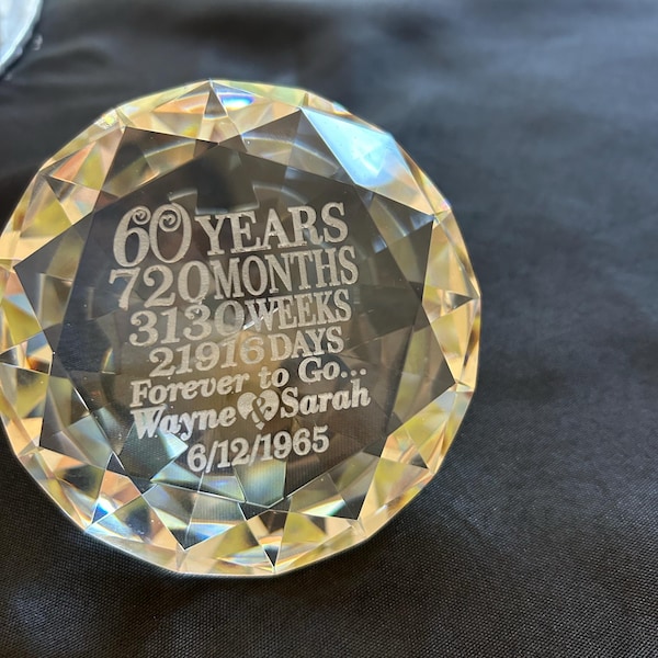Personalized-traditional Diamond Gift for 60 Years Wedding Anniversary ...