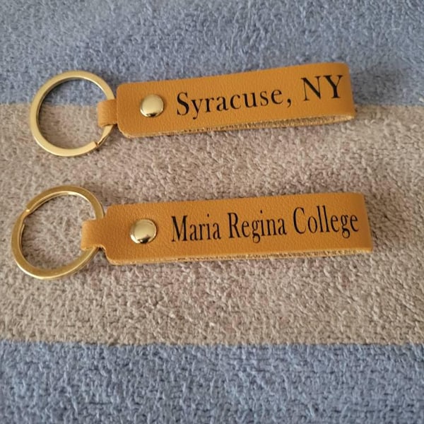 Custom College Logo Merch Personalized Leather Keychain With Name Logo ...