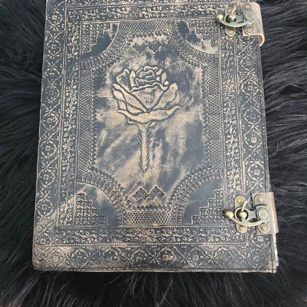 Lotus Flower Gold Embossed Leather Journal Writing Notebook Office ...