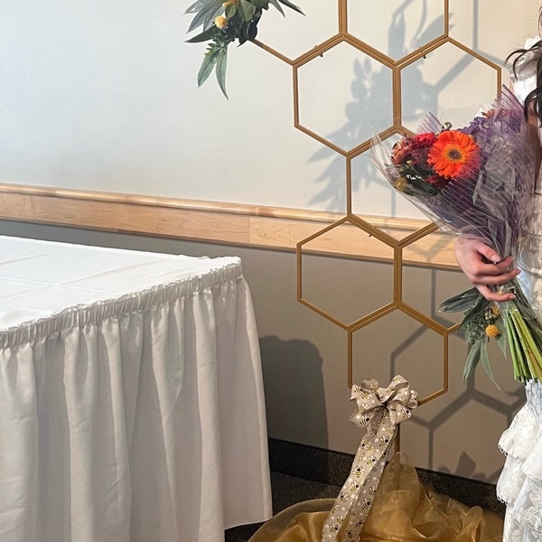 6ft Gold Metal Honeycomb Floor Standing Balloon Display Arch for ...