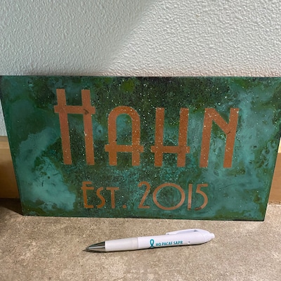 Copper Custom Sign Personalized With Last Name Copper Patina Sign and ...
