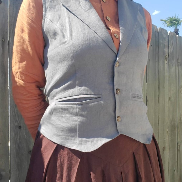 Linen Vest Women GRACE, Linen White Vest, Linen Tank Top, Linen Formal ...