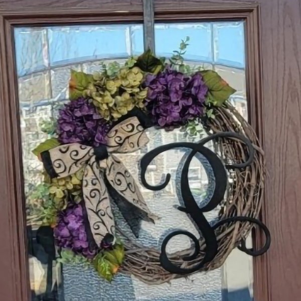 Burlap Wreath, Wreath With Initial, Housewarming Gift, Personal Gift ...