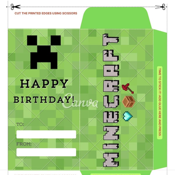 Minecraft-themed Birthday Money Envelope - Etsy