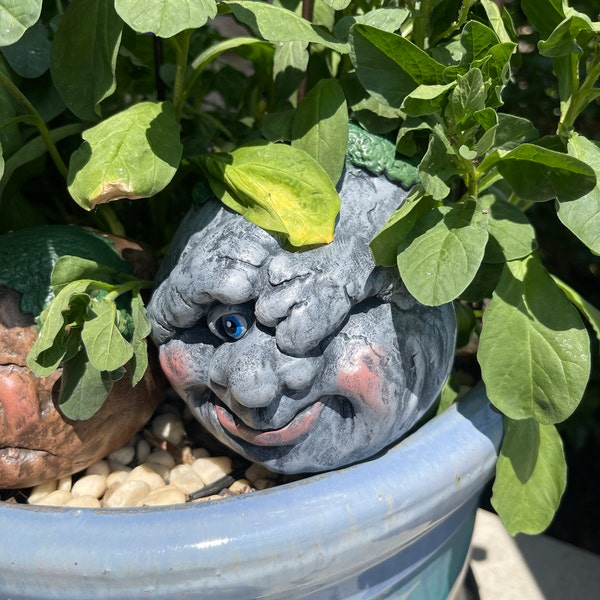 See No Evil Rock Face - Funny Face Garden Stone Decor - Yard Art With ...