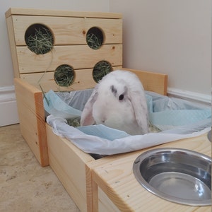Rabbit Hay Feeder With Litter Box, Litter Pan & Hay Feeding Station ...