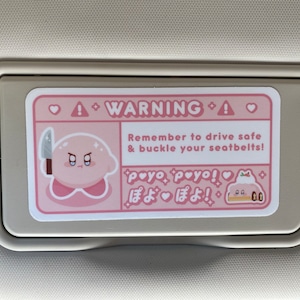 Cute Car Warning Sticker Car Decal, Pink Kawaii, Airbag Label ...