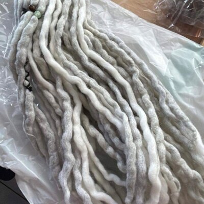 Wool Dreadlocks Dreads DE Extensions Lilac Pink Pastel White Braid Mix ...