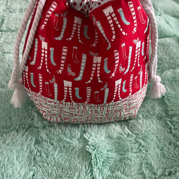 Coral Floral Project Bag, Spring Project Bag, Knitting Project Bag ...