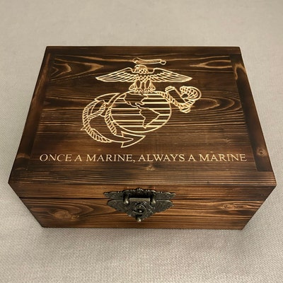 USMC Memory Box for Marines and Veterans, A Large Wooden Box ...