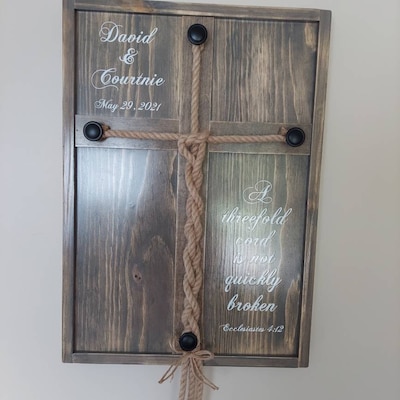 KJV A Threefold Cord is Not Quickly Broken Rustic Unity Ceremony Cross ...