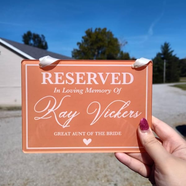 Reserved Memorial Chair Sign for Wedding, in Loving Memory of Loved One ...