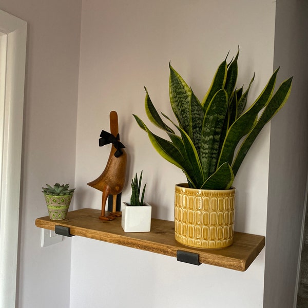 Rustic Shelves Handcrafted | Solid Wood & Inverted Metal Shelf Brackets ...