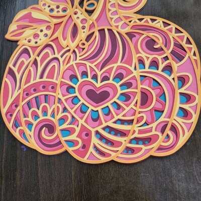 Magic Pumpkin Heart Decor 3D Mandala SVG Files, Svg Papercut for ...