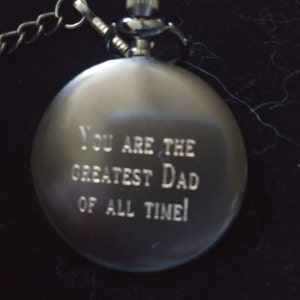 Custom Quote Engraved Gunmetal Pocket Watch Personalized Monogrammed ...
