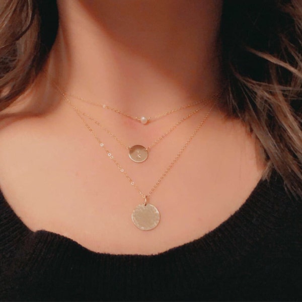 Custom Disk Coin Necklace, Personalized Circle Tag for Initials, Dates ...