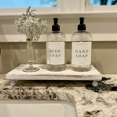 Hand Soap and Dish Soap Set of 2 16 Oz Clear Plastic Dispensers Hand ...