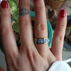 Atrio Tile Ring Portugal Gold Blue Tiles Stainless STEEL Portuguese ...