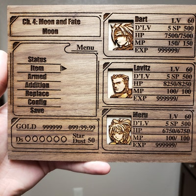 Custom Wooden Legend of Dragoon Menu Screen With Characters You Can ...