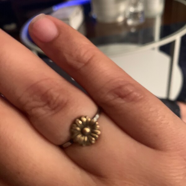 Sunflower Ring, Flower Stack Ring, Flower Ring, Silver Stack Ring, Sunflower Stack Ring, Boho ...