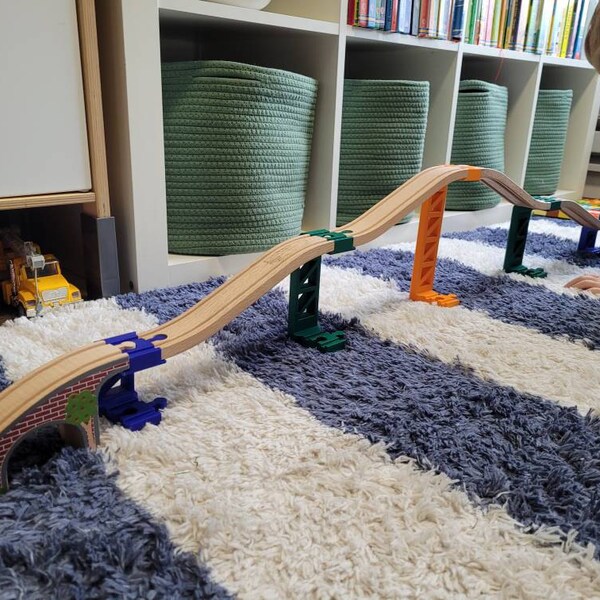 Wooden Train Track Sky Bridge Pillars / Brio Sky Train / Track Bridge ...