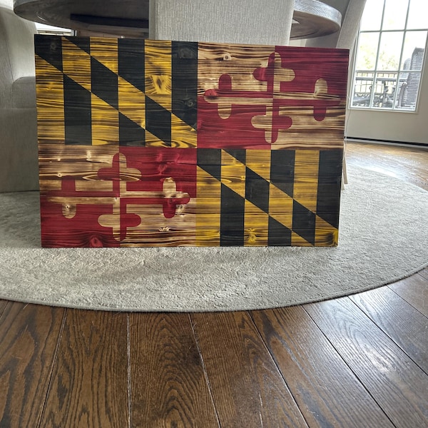 Handcrafted Charred Maryland Flag - Rustic Wall Art for True ...