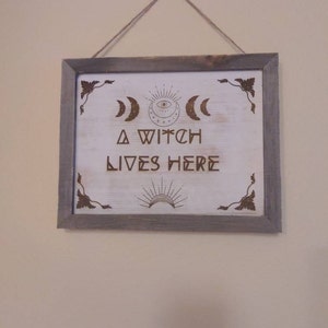 A Witch Lives Here Door Sign Pagan Wiccan Wall Hanging Decor - Etsy