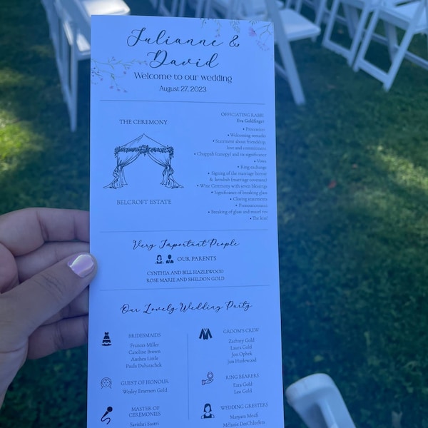 Jewish Minimal Wedding Program Template, Jewish Explanation, Judaica ...