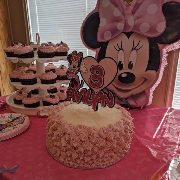 Personalize Minnie Mouse Name Cake Topper, Minnie Mouse Club House Name ...