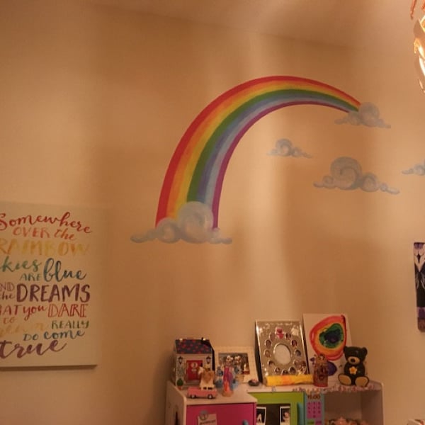 Watercolor Rainbow Wall Decal,removable Fabric Wall Decal, Girls ...
