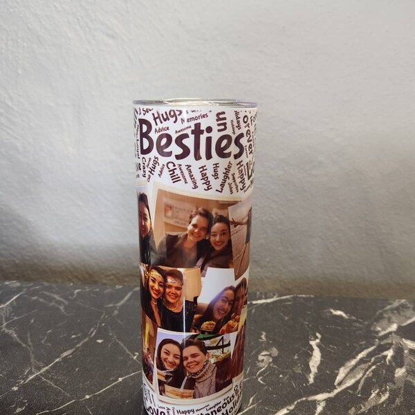 Besties Photo Collage Tumbler PNG Wrap and Canva Template, Tumbler ...