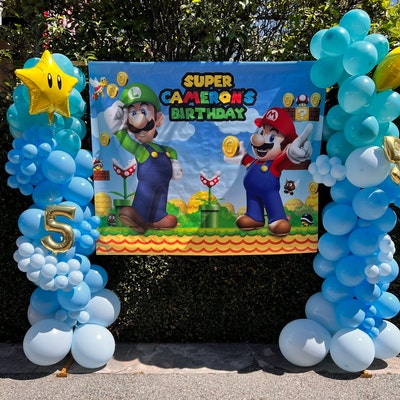 Super Mario Backdrop Banner, Luigi, Birthday Decoration, Kids Party ...