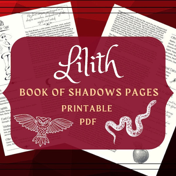 Lilith Book of Shadows Printable Pages: Dark Goddess Profile (PDF) - Etsy
