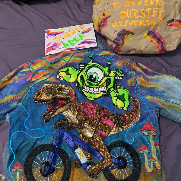 Custom Embroidered Jacket "alien". Gothic Jacket. Custom Handpainted ...