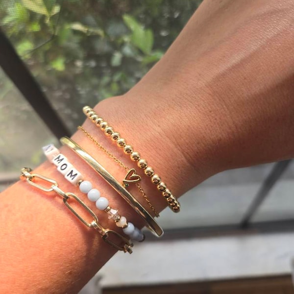 Gold Bead Bracelet Silver Bead Bracelet Gift Stack| Gold Bead Bracelet ...