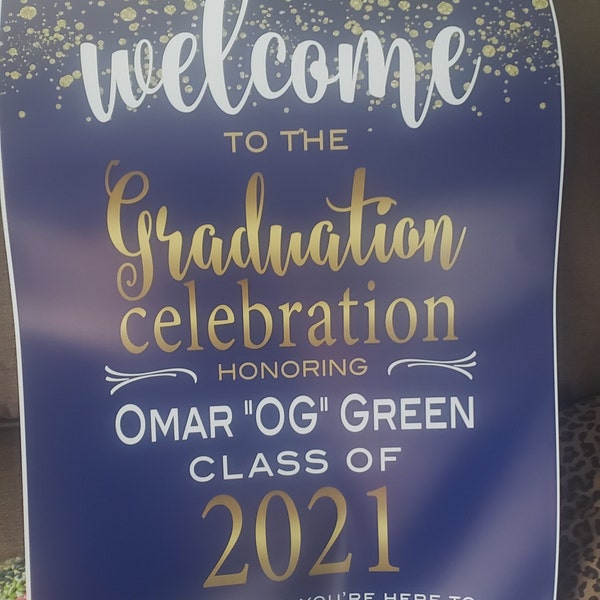 Graduation Celebration Party Welcome Sign Printable | Gold Confetti on ...