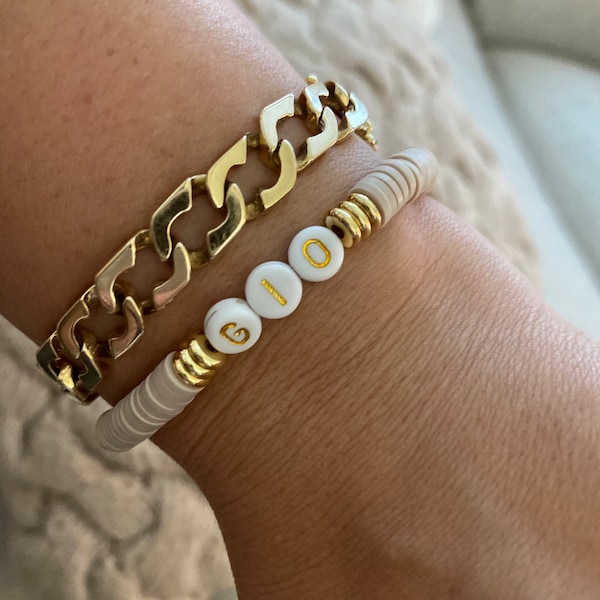 Beaded Bracelets, Personalized Name Bracelet, Name Bracelet, Heishi Bead Bracelet, Friendship ...