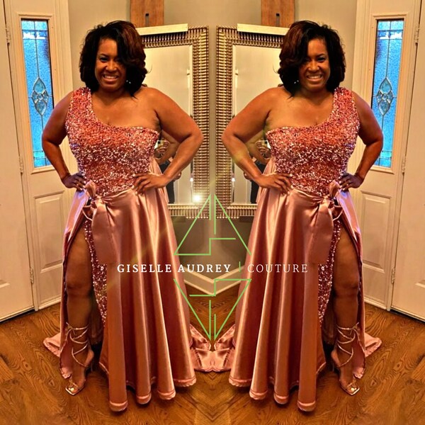 Rose Gold Velvet With Matching Sequence 4way Stretch Velvet Made in ...